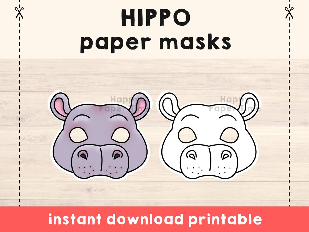 Hippo Mask Costume Animal Mask Printable Party Favor African Jungle ...