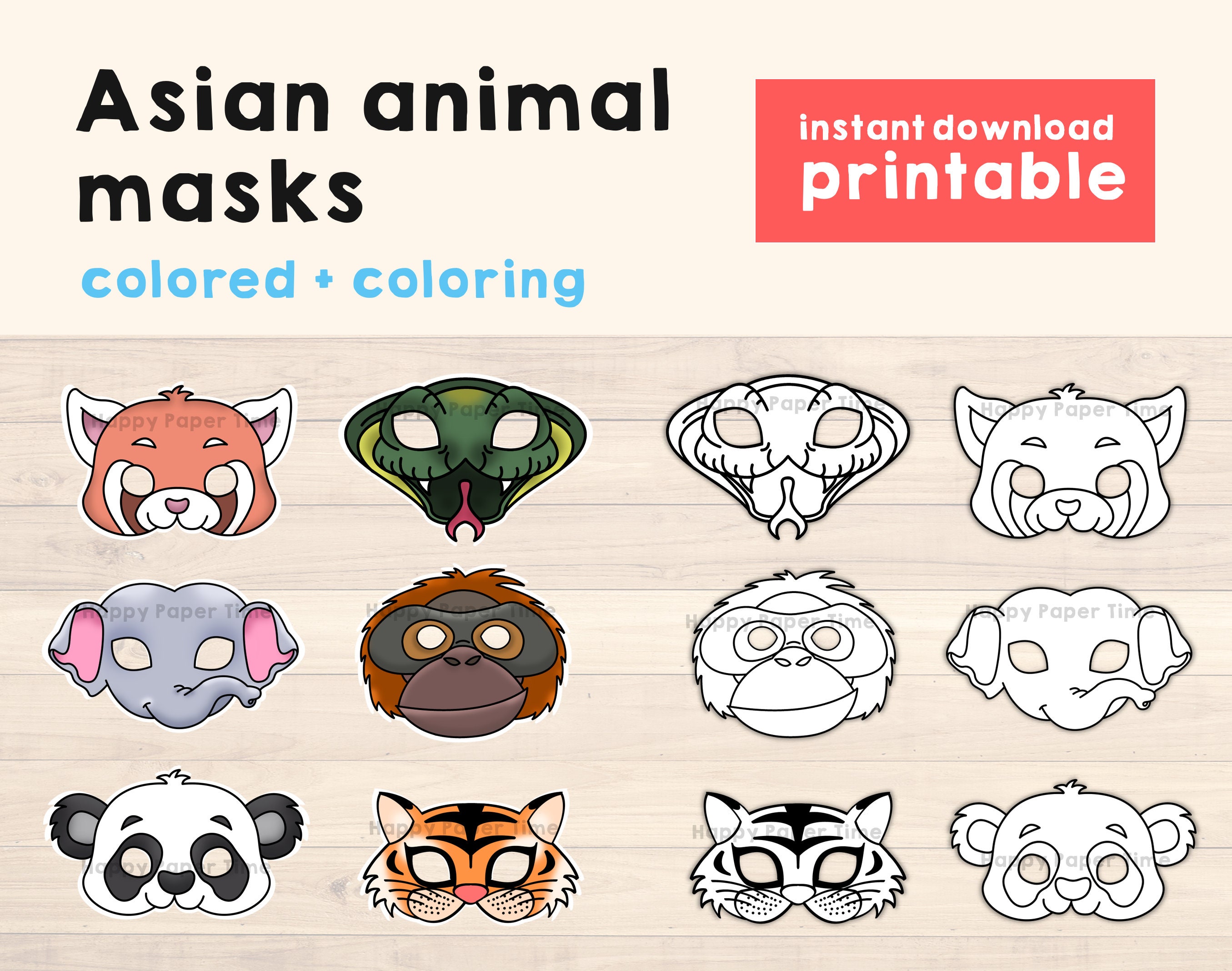 Party Favors & Games Red Panda Mask Costume Animal Mask Printable Party ...
