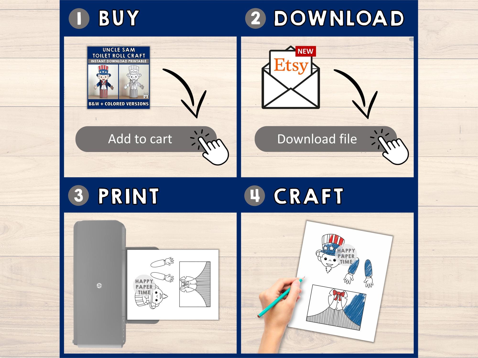 Uncle Sam Toilet Paper Roll Craft America Symbol 4th of July United ...