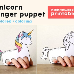 Unicorn Paper Craft Printable Finger Puppet Kids Craft Unicorn - Etsy