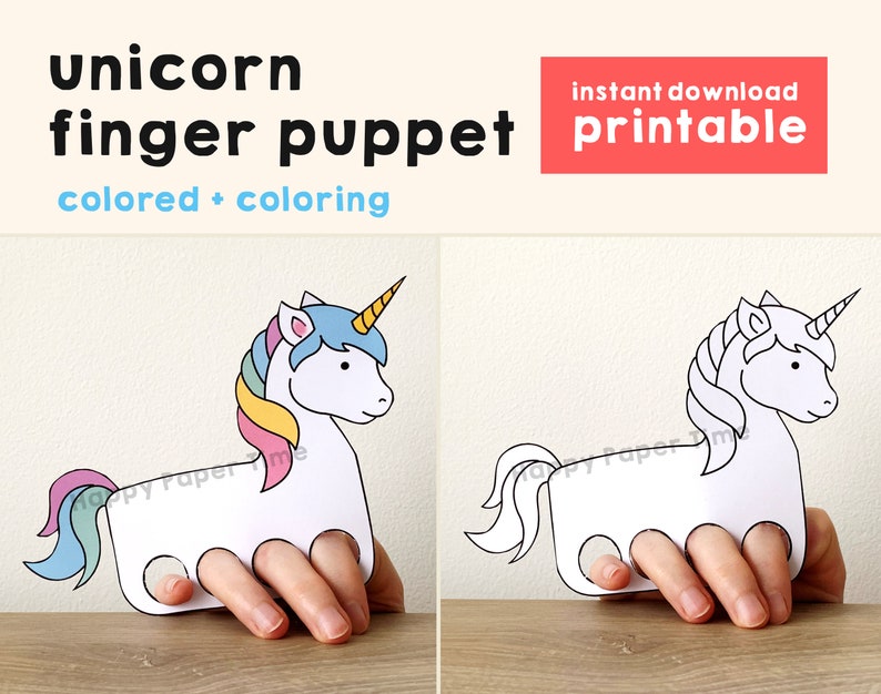 Unicorn Paper Craft Printable Finger Puppet Kids Craft Unicorn - Etsy
