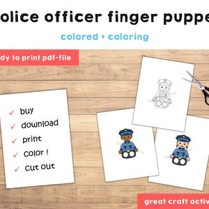 Police Officer Paper Craft Printable Community Helper Finger Puppet ...