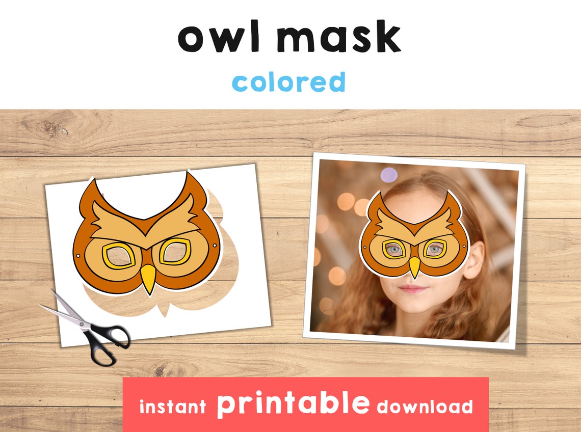Owl Costume Owl Mask Animal Mask Printable Owl Printable Owl | Etsy