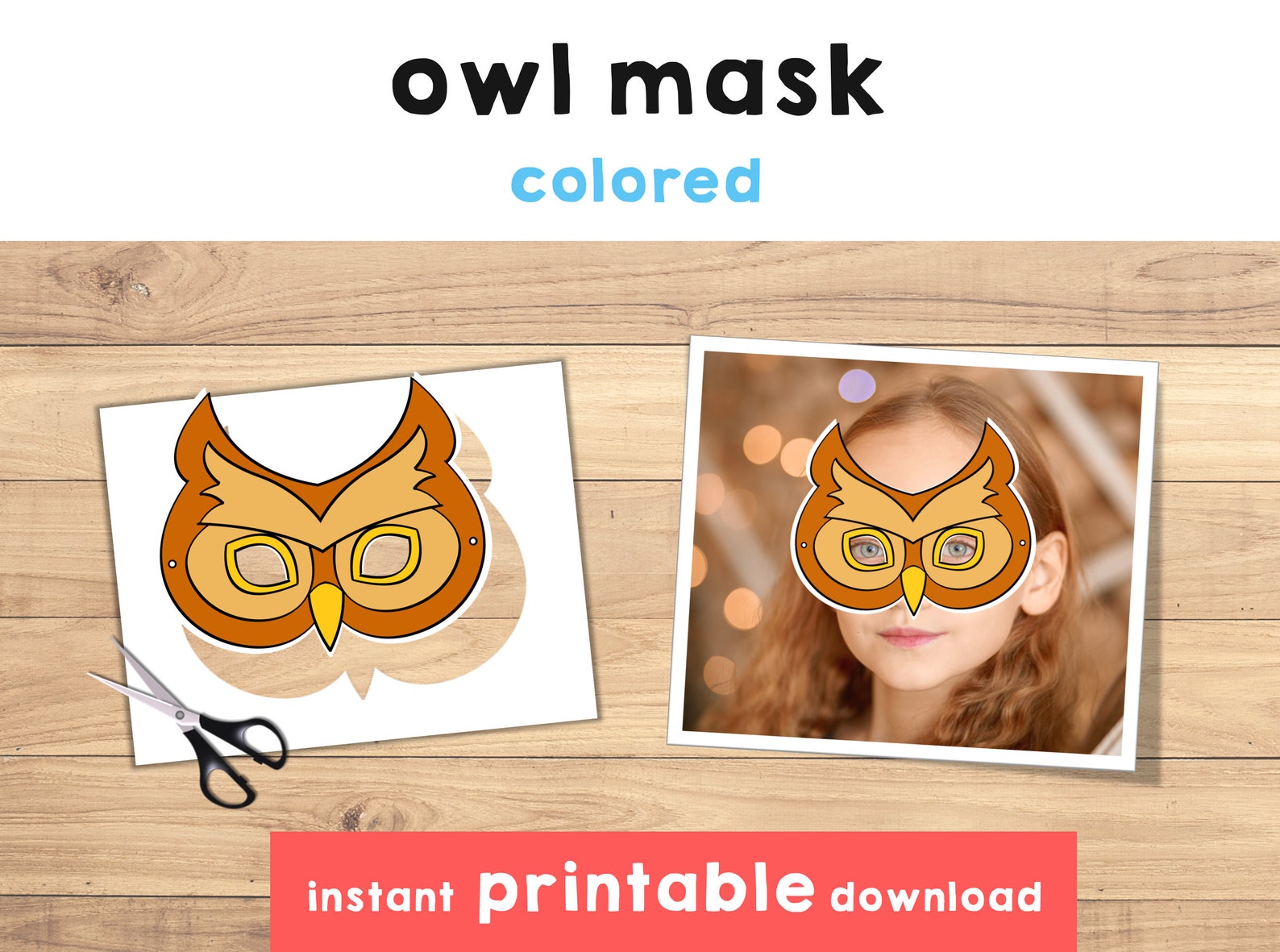 Owl Costume Owl Mask Animal Mask Printable Owl Printable Owl - Etsy