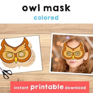 Owl Costume Owl Mask Animal Mask Printable Owl Printable Owl Party ...