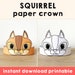 Squirrel Paper Crown Party Coloring Printable Kids Craft Woodland ...