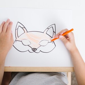 Fox Mask Paper Animal Mask Fox Coloring Party Favor Woodland Party Kids ...