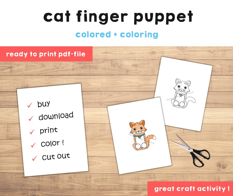 Cat Kitten Paper Craft Printable Pet Animal Finger Puppet Kids - Etsy UK