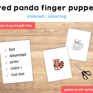 Red Panda Paper Craft Printable Asian Animal Finger Puppet Kids Craft ...