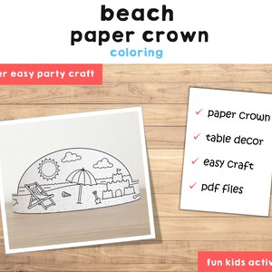 Beach Paper Crowns Summer Spring Printable Kids Craft Coloring Birthday ...
