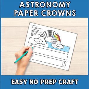 Astronomy Paper Crowns Coloring Sun Rainbow Moon Cloud Shooting Stars ...