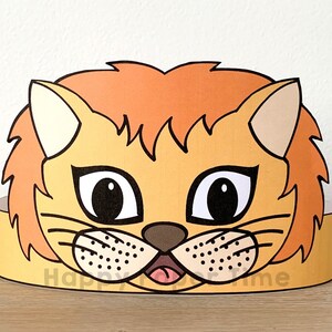 Lion Paper Crown Printable Coloring Table Decor Kids Craft Lion ...