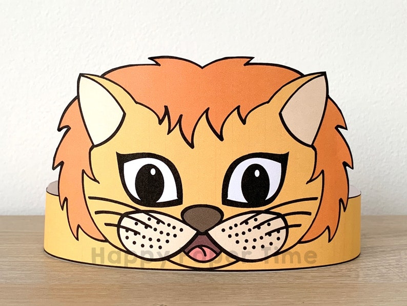 Lion Paper Crown Printable Coloring Table Decor Kids Craft Lion ...