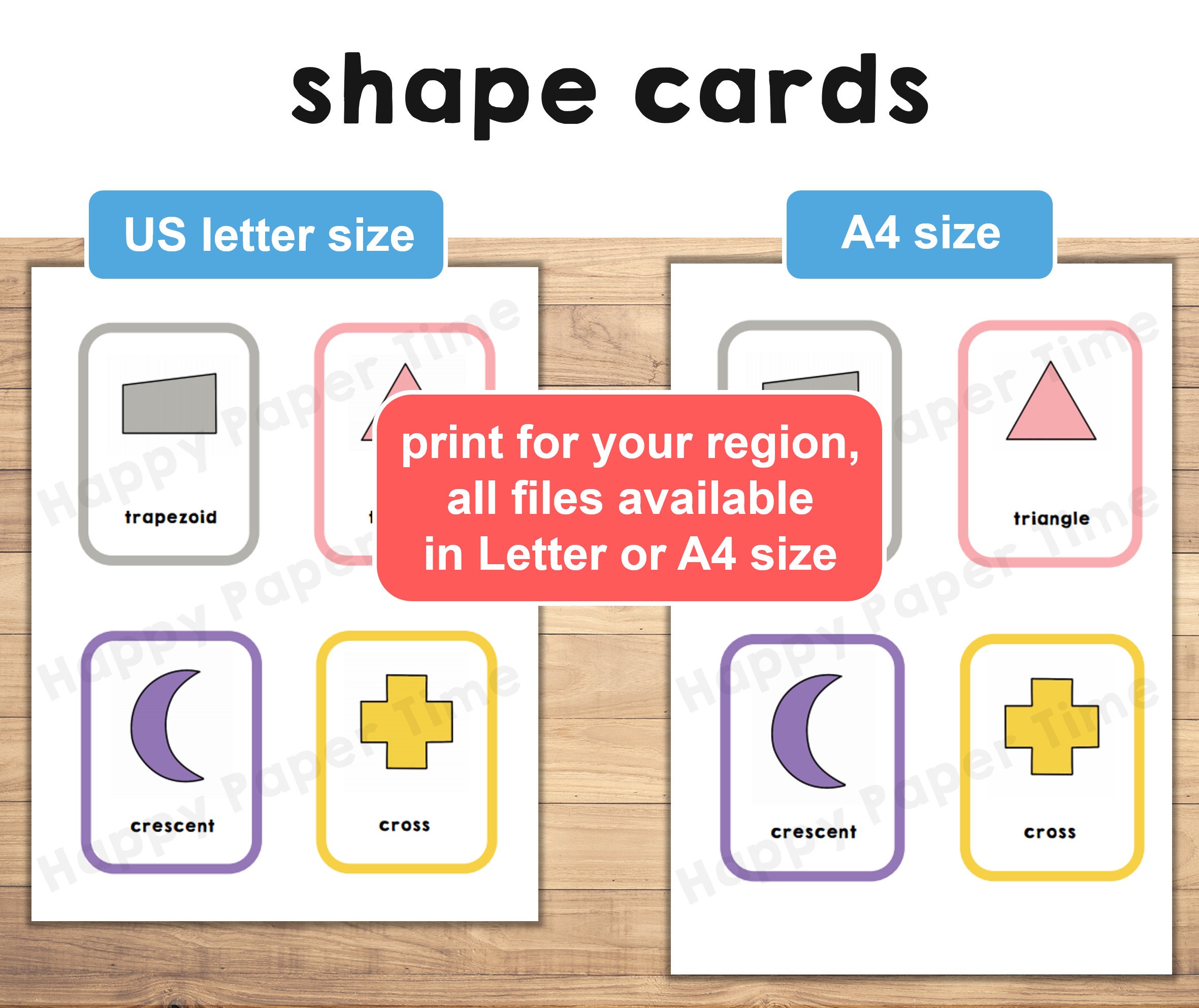 Geometric Shapes Flash Cards Printable Montessori Materials - Etsy