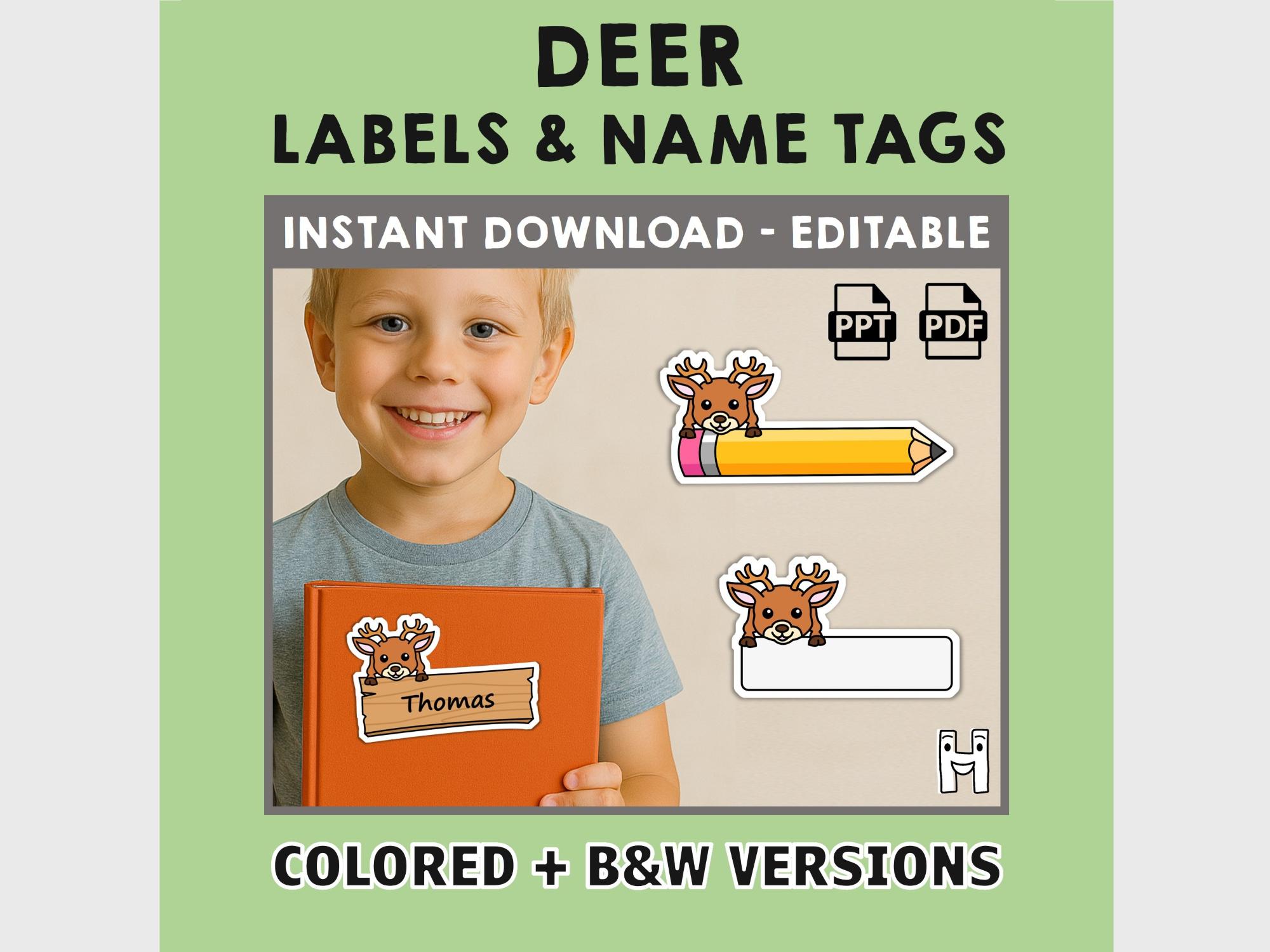 Deer Name Tags Classroom Labels Forest Animal Woodland Editable Files ...