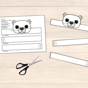 Polar Bear Paper Crown Party Coloring Paper Hat Printable Kids Craft ...