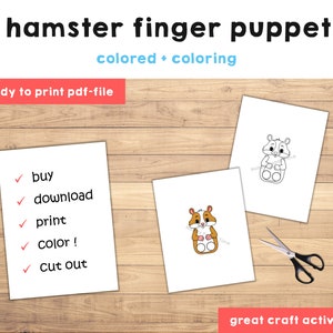 Hamster Paper Craft Printable Pet Animal Finger Puppet Guinea Pig ...