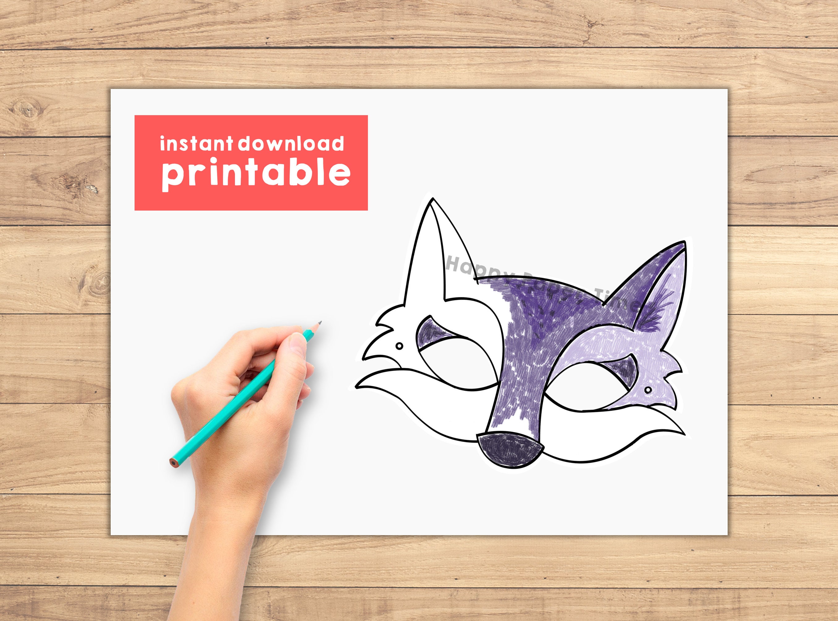 Wolf Mask Woodland Mask Animal Mask Party Favor Wolf Printable | Etsy