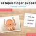 Octopus Paper Craft Printable Ocean Sea Animal Finger Puppet Kids Craft ...