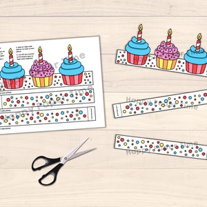 Birthday Cupcake Paper Crown Party Activity Printable Kids Costume ...
