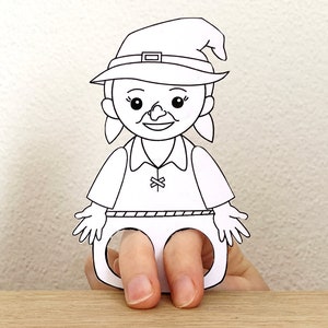 Witch Paper Craft Printable Halloween Spooky Day Finger Puppet Kids ...