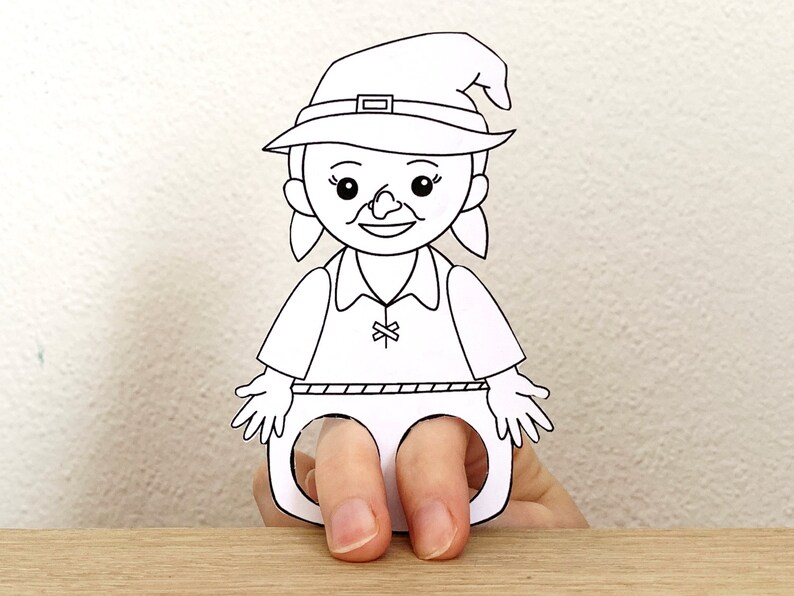 Witch Paper Craft Printable Halloween Spooky Day Finger Puppet Kids ...