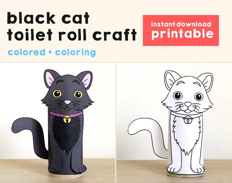 Black Cat Toilet Paper Roll Craft Halloween Spooky Party - Etsy