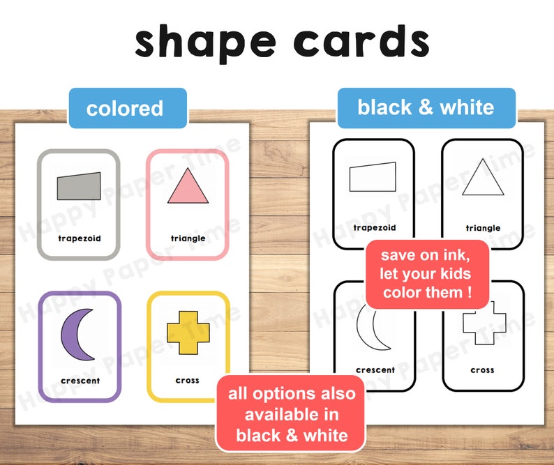 Geometric Shapes Flash Cards Printable Montessori Materials - Etsy