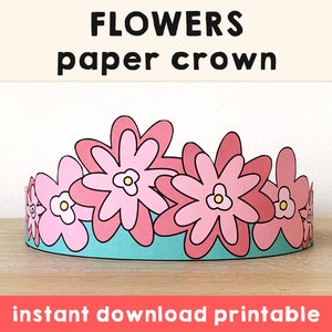 Flower Paper Crown Party Coloring Printable Kids Craft Spring Fairy ...