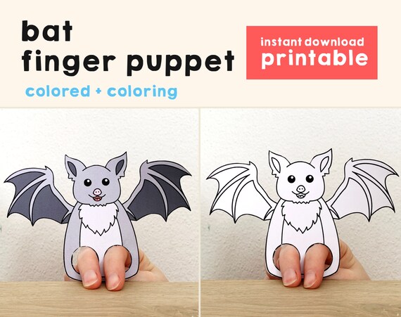 Bat Paper Craft Printable Halloween Spooky Day Finger Puppet - Etsy