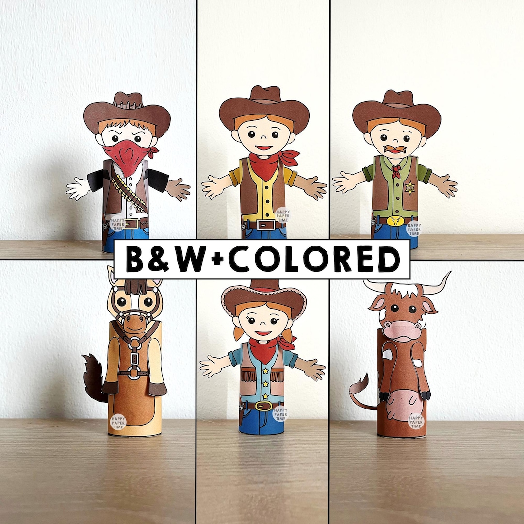 Wild West Toilet Paper Roll Craft Activity Cowboy Party Coloring ...