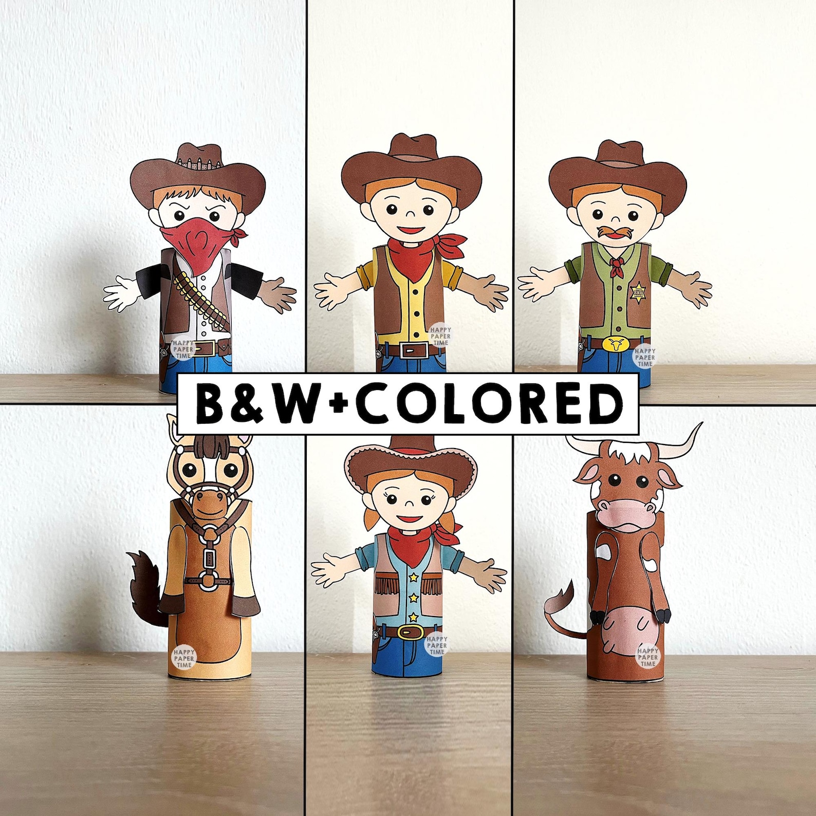 Wild West Toilet Paper Roll Craft Activity Cowboy Party Coloring ...