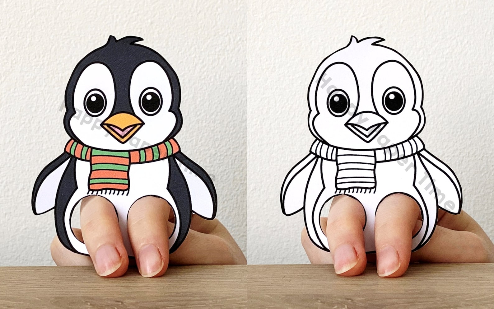 Penguin Paper Craft Printable Finger Puppet Template Kids | Etsy