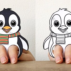 Penguin Paper Craft Printable Finger Puppet Template Kids Craft ...