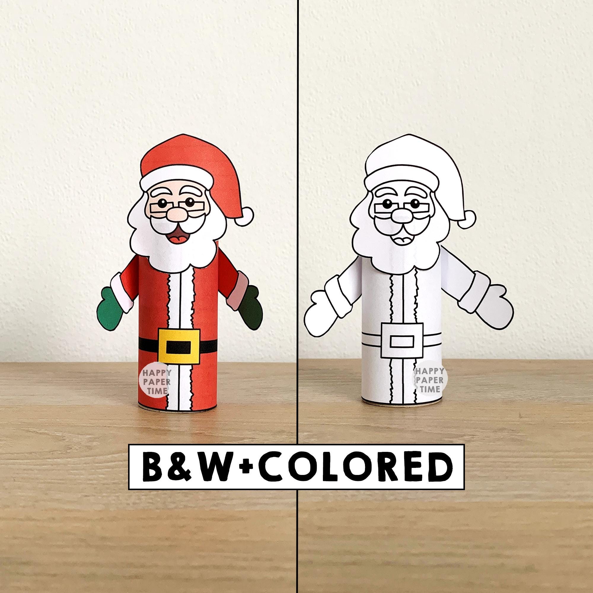 Santa Claus Toilet Paper Roll Craft Christmas Party Coloring Printable ...