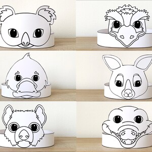 Australian Animal Paper Crowns Safari Koala Kangaroo Crocodile Emu ...