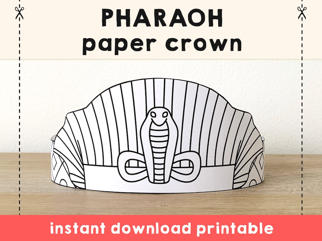 Pharaoh Paper Crown Ancient Egypt Template Party Coloring Printable ...
