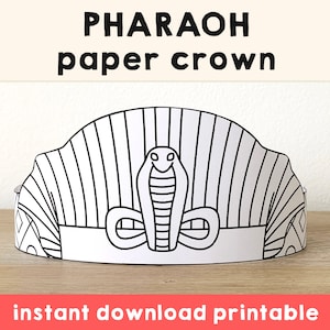 Pharaoh Paper Crown Ancient Egypt Template Party Coloring Printable ...