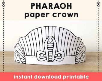 Pharaoh Paper Crown Ancient Egypt Template Party Coloring Printable ...