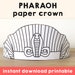 Pharaoh Paper Crown Ancient Egypt Template Party Coloring Printable ...