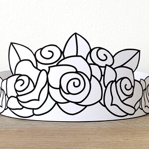 Roses Paper Crown Party Coloring Printable Kids Craft Spring Fairy ...