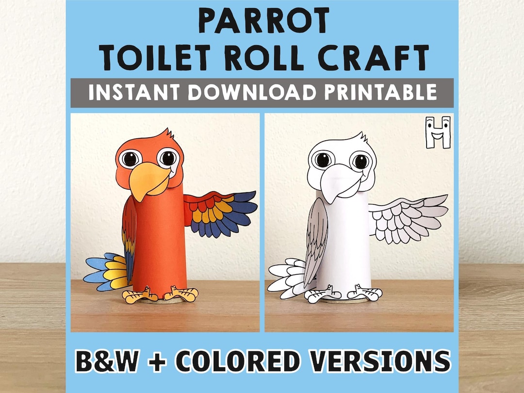 Parrot Toilet Paper Roll Craft Bird Pets Animal Party Coloring ...