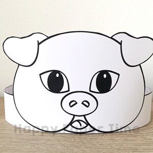 Pig Paper Crown Template Coloring Activity Printable Kids Craft Farm ...