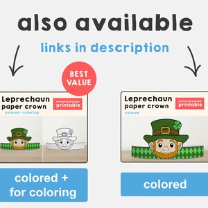 Leprechaun Paper Crown Headband St Patrick's Day Party Coloring ...