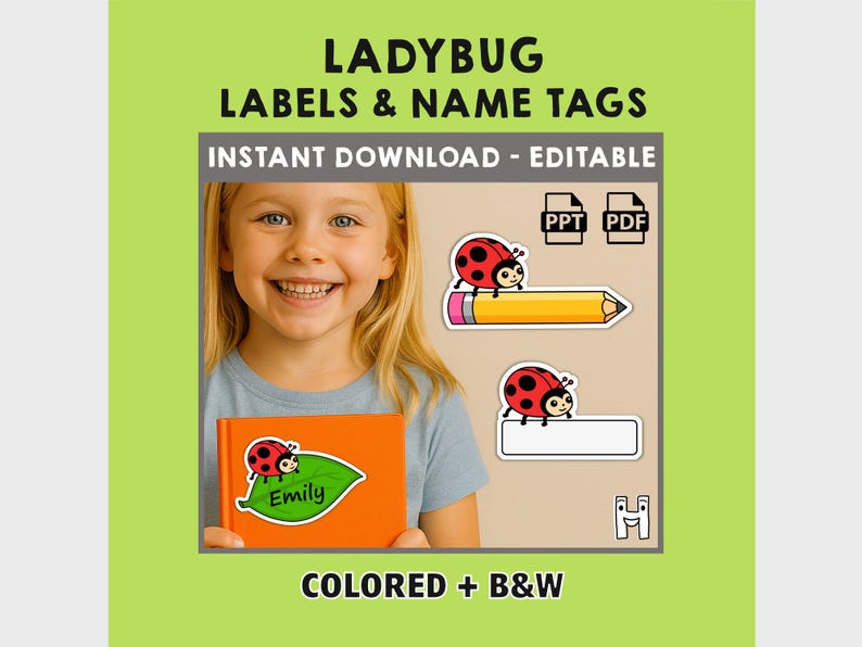 Ladybug Name Tags Classroom Labels Bug Insect Animal Spring Editable ...