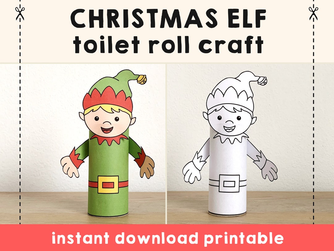 Christmas Elf Toilet Paper Roll Craft Christmas Party Coloring ...