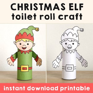 Christmas Elf Toilet Paper Roll Craft Christmas Party Coloring ...