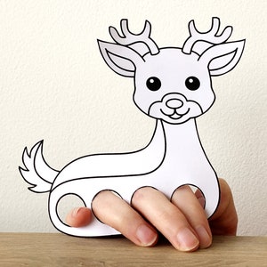 Deer Paper Craft Printable Woodland Animal Finger Puppet Kids Craft ...