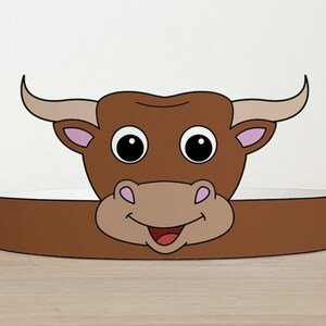 Cow Longhorn Paper Crown Headband Party Coloring Printable Kids Craft ...