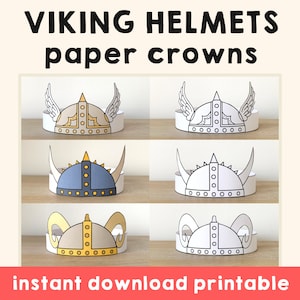 Viking Paper Crown Activity Printable Kids Craft Helmet Medieval ...